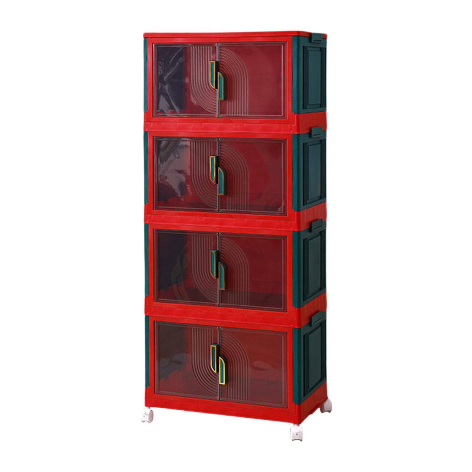 LOVIVER Foldable Storage Cabinet Folding Storage Boxes with Wheels Easy ...