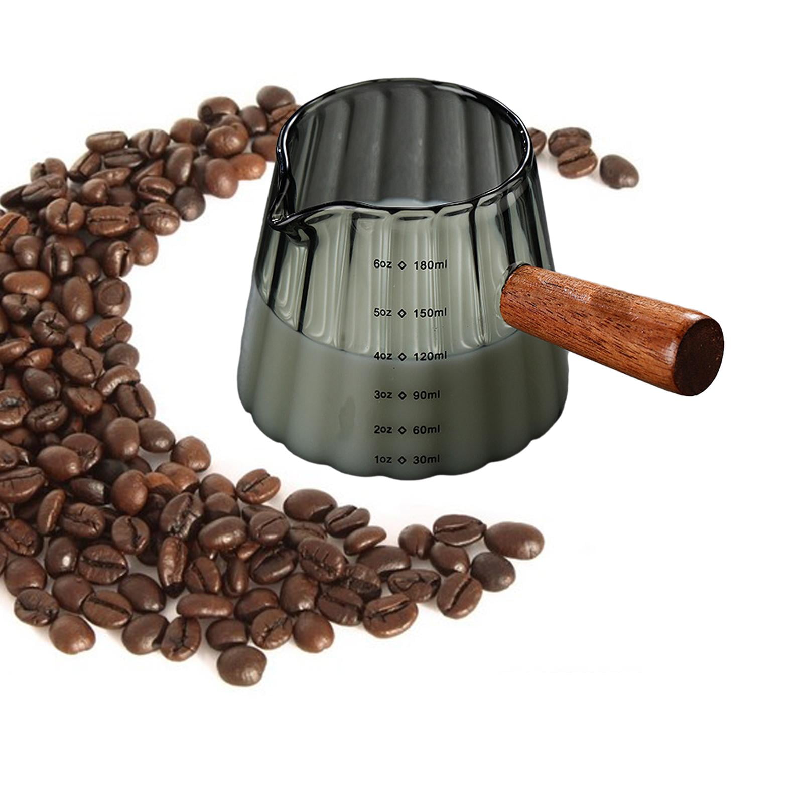 LOVIVER Glass Coffee Milk Mug 180ml High Temperature Resistant Glass Mixing Mug with Wooden ...