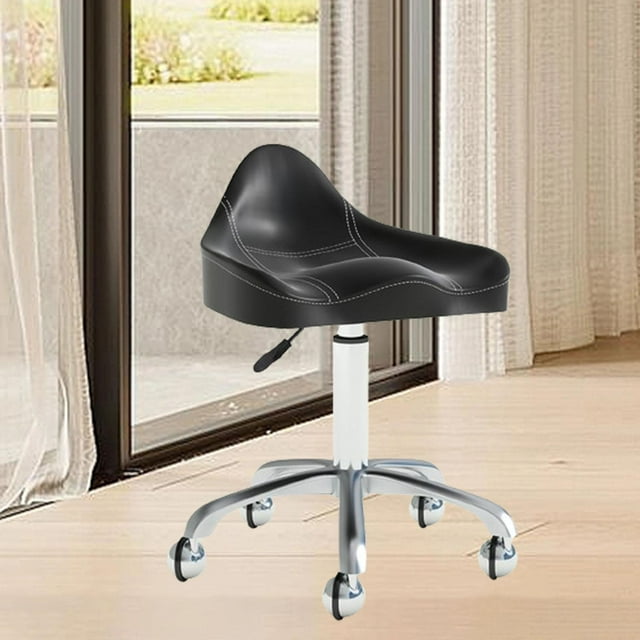 LOVIVER Heavy Duty Rolling Stool Adjustable Rolling Stool with Backrest ...