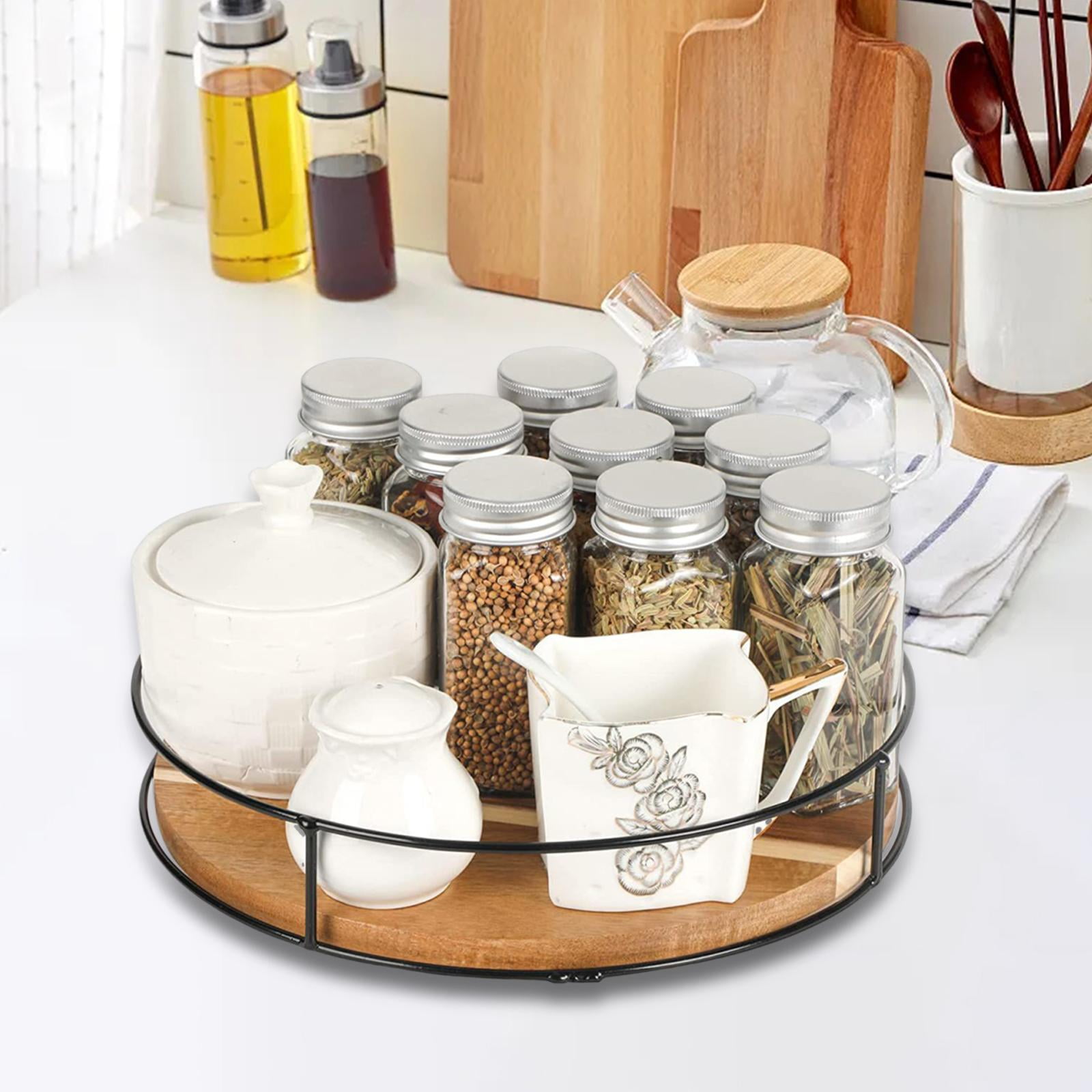LOVIVER Holder Table Organization Spice Rack Wood 360 Rotation ...