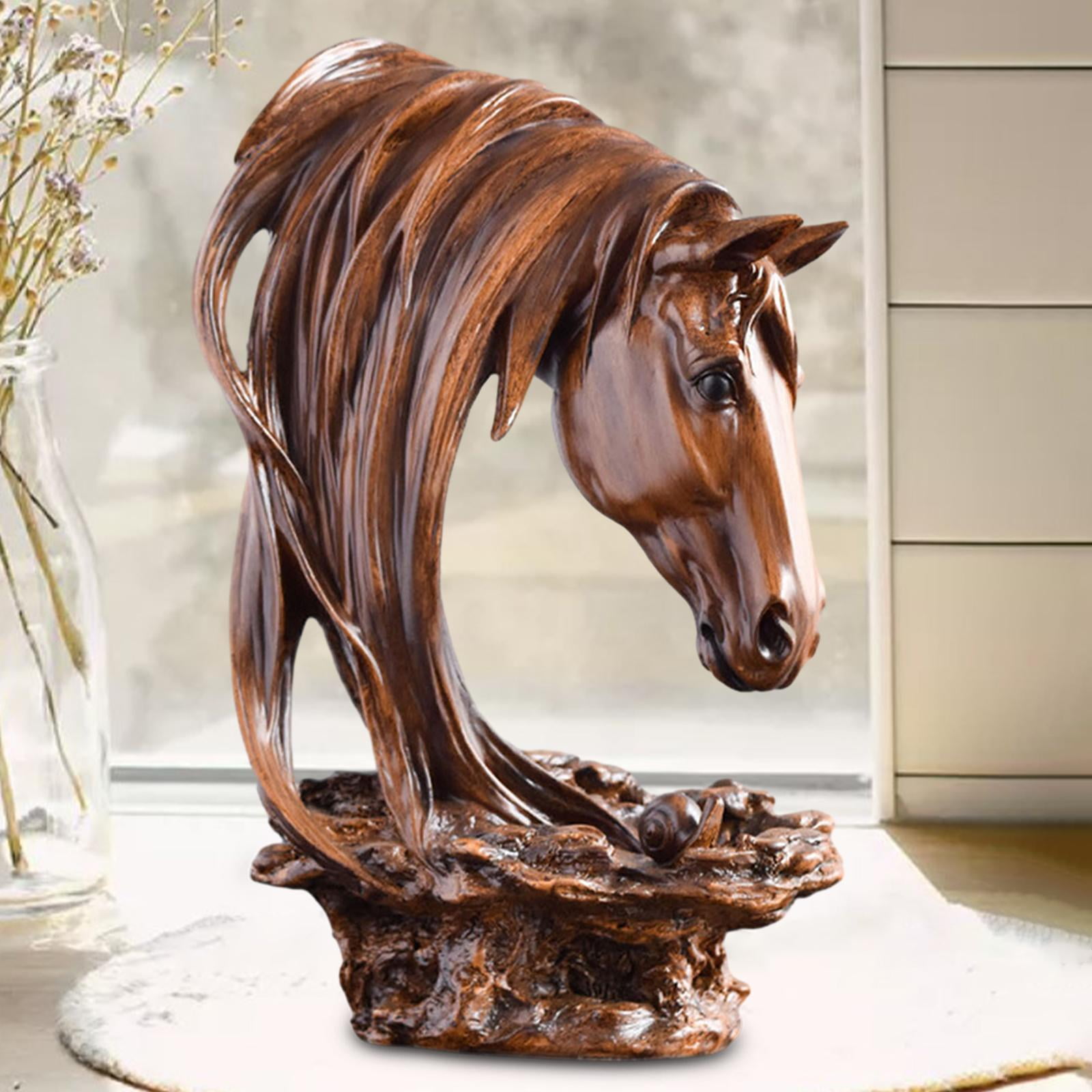 LOVIVER Horse Head Statue Desktop Animal Bust Sculpture for Office ...