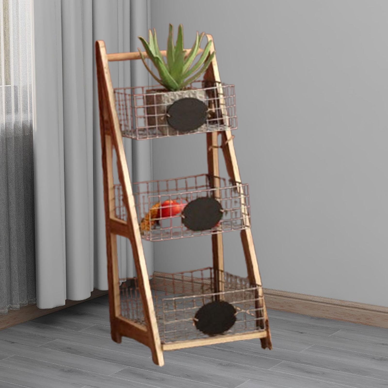 LOVIVER Household Storage Rack Plant Shelf Wood Freestanding Storage ...