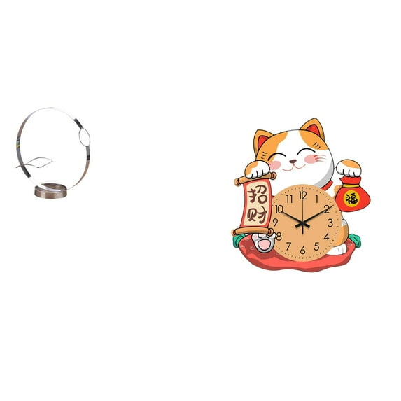 LOVIVER Iron Cat Wine Bottle Holder Racks Non Ticking Wall Clock ...