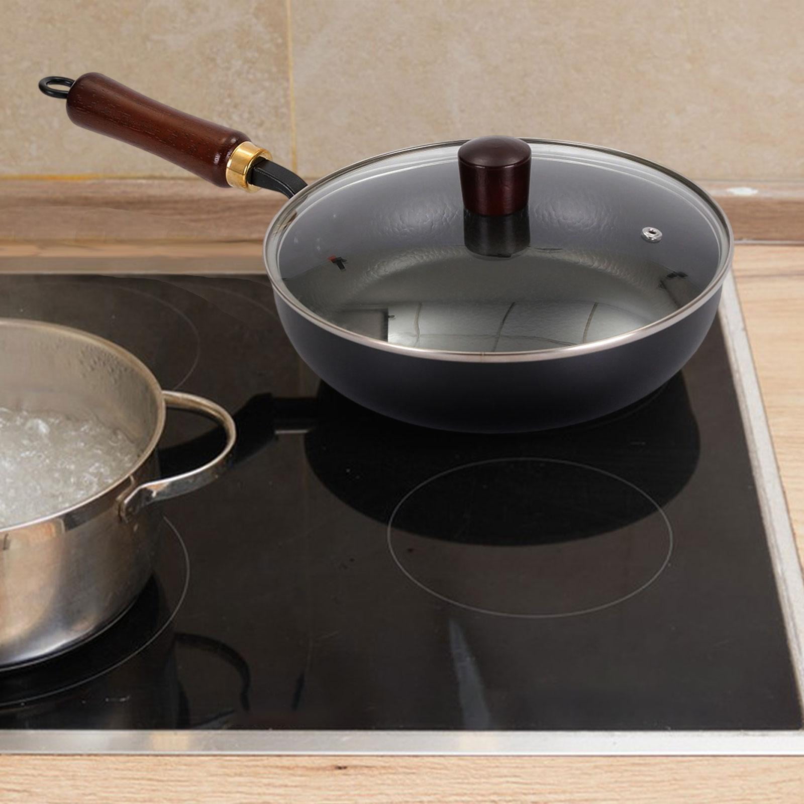 LOVIVER Iron Wok Non Sticky Cookware Comfortable Grip Easy to Clean for ...