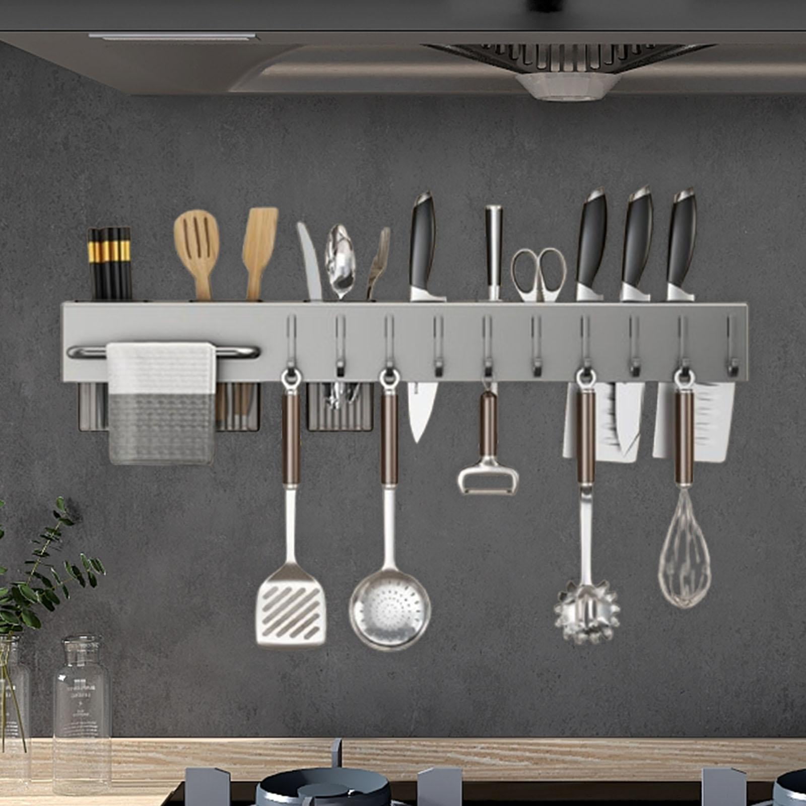 LOVIVER Kitchen Wall Mount Utensil Rack,Utensil Wall Organizer,Cookware ...