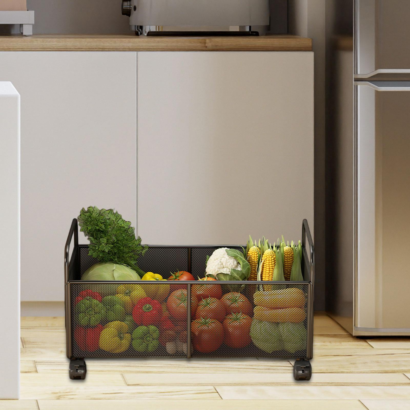 LOVIVER Metal Memory Organizer Basket Wire Storage Basket with Wheels ...