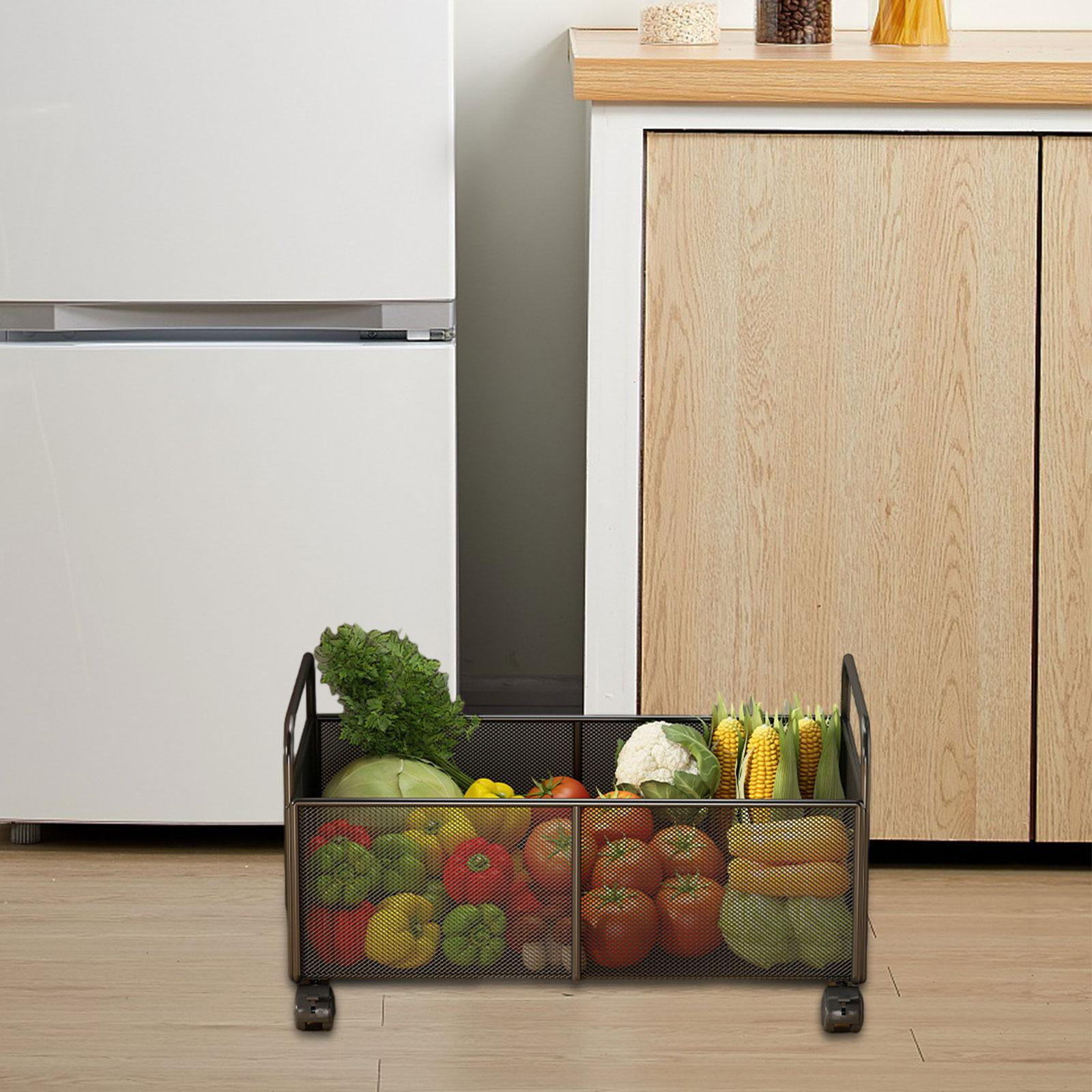 LOVIVER Metal Memory Organizer Basket Wire Storage Basket with Wheels ...