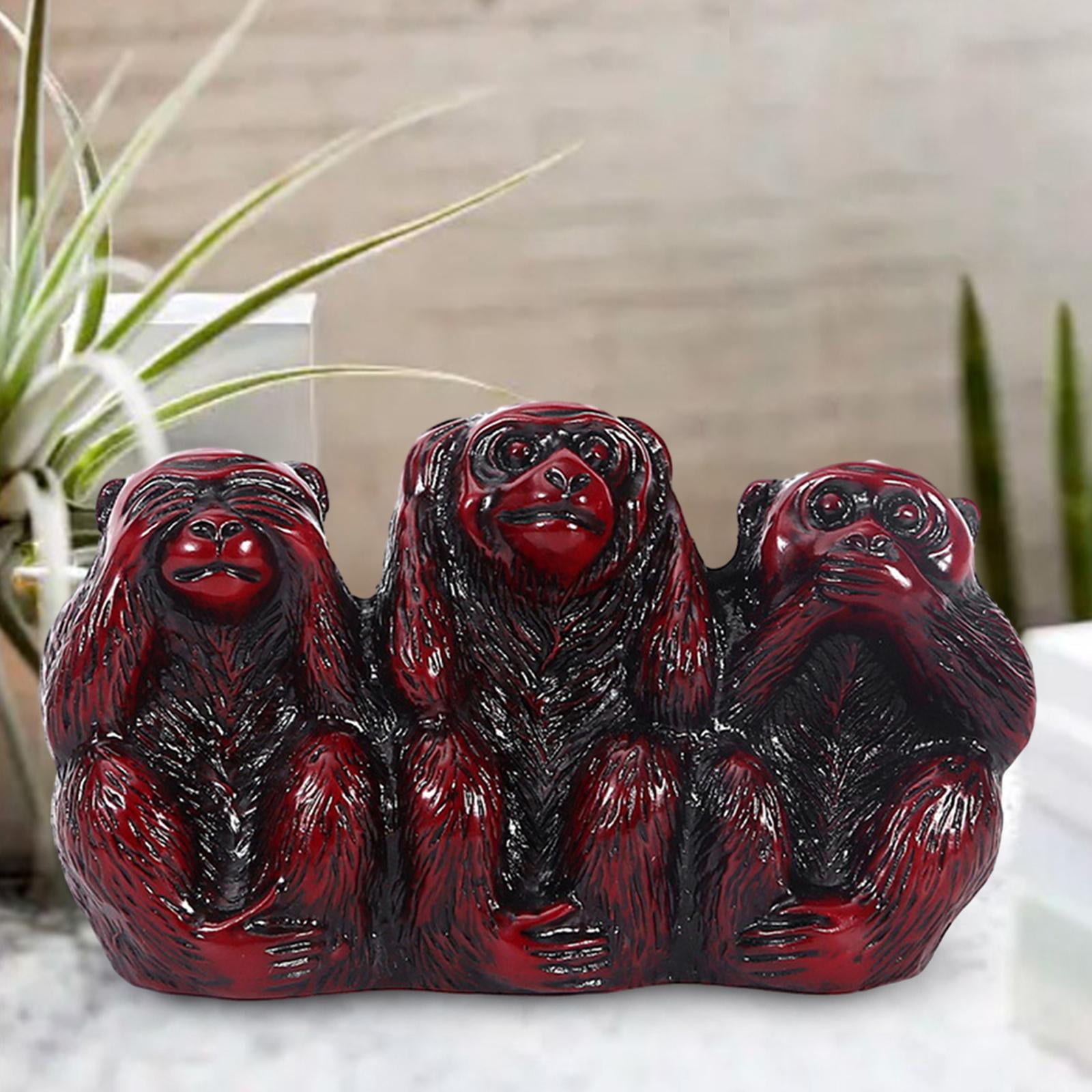 LOVIVER Monkey Figurines, Handmade, Resin Monkeys Sculpture,See No Evil Hear No Evil Speak No ...