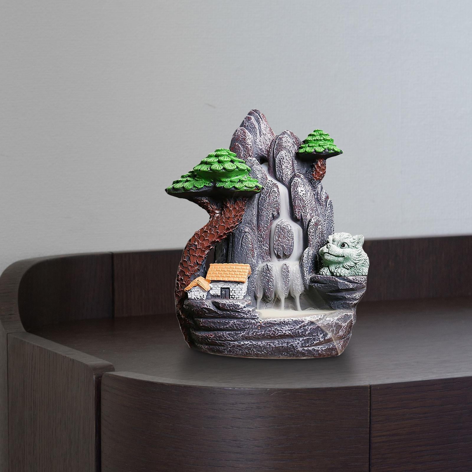 LOVIVER Mountain Backflow Burner Aroma Ornament with 20 Cones Resin ...