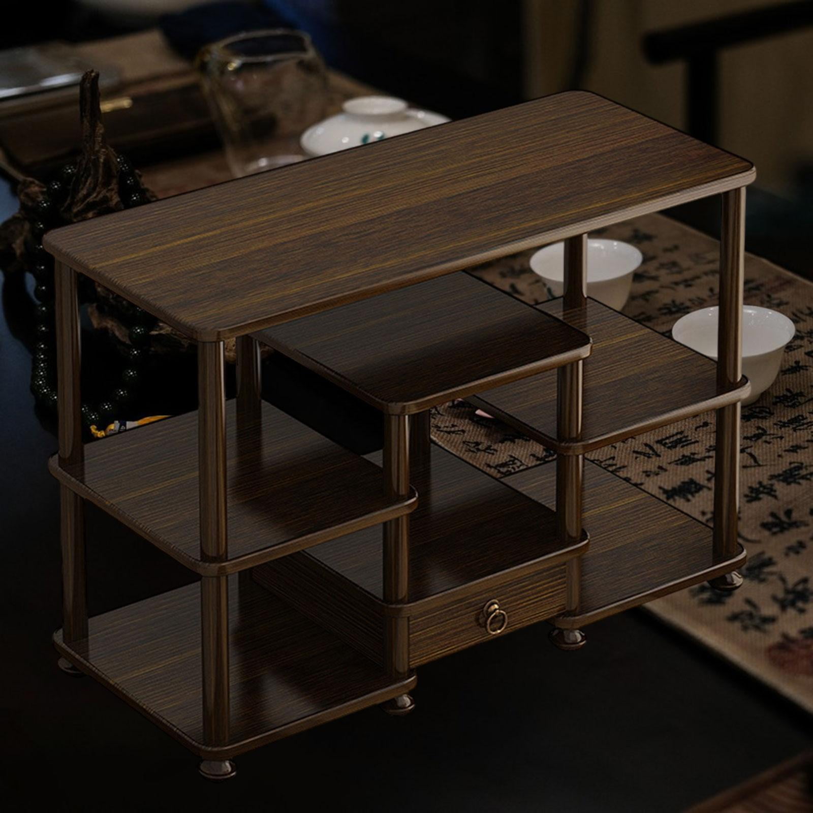 LOVIVER Multilayer Desktop Rack Desktop Antique Shelf with Drawer ...