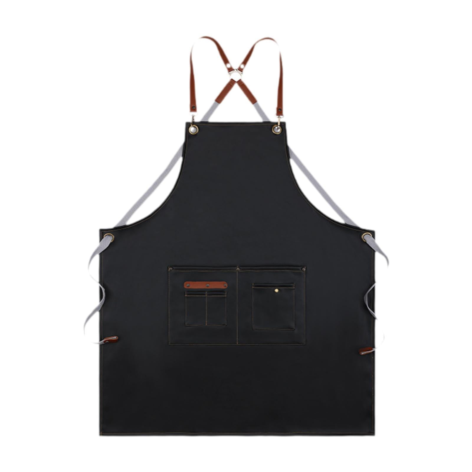 LOVIVER PU Leather Kitchen Apron Artist Apron Breathable Hanging Neck ...