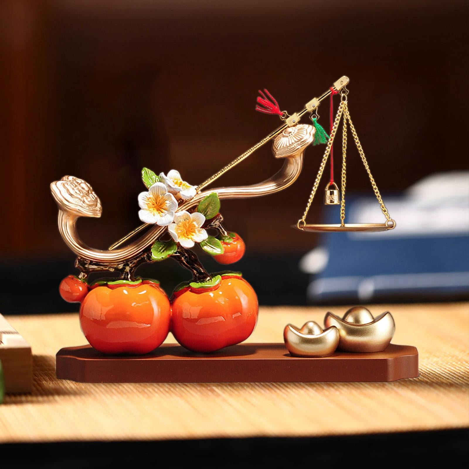 LOVIVER Persimmon Resin Statue Feng Shui Decoration Handmade Chinese ...