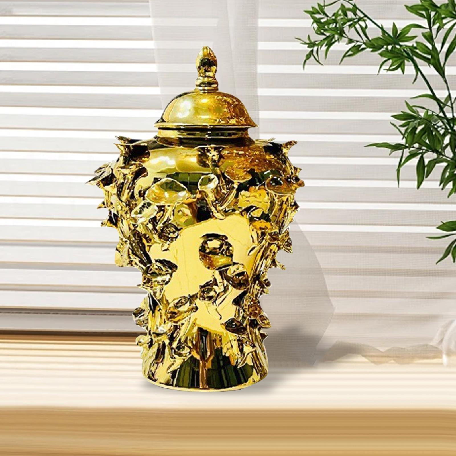 LOVIVER Porcelain Ginger Jar Storage Canister Ceramic Flower Vase with ...