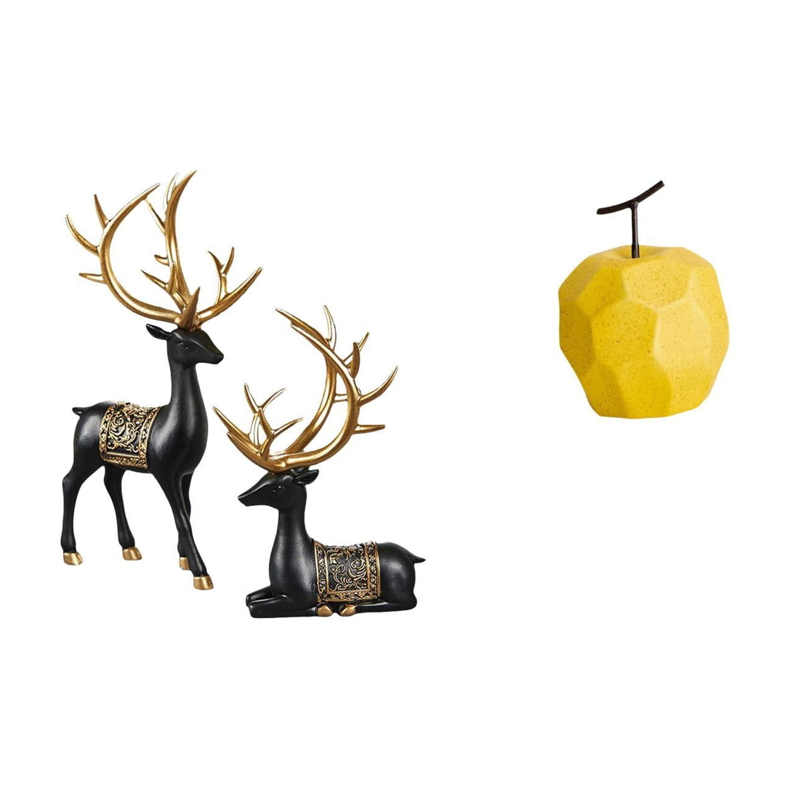 LOVIVER Reindeer Elk Resin Statue and Porcelain Fruit Sculpture ...
