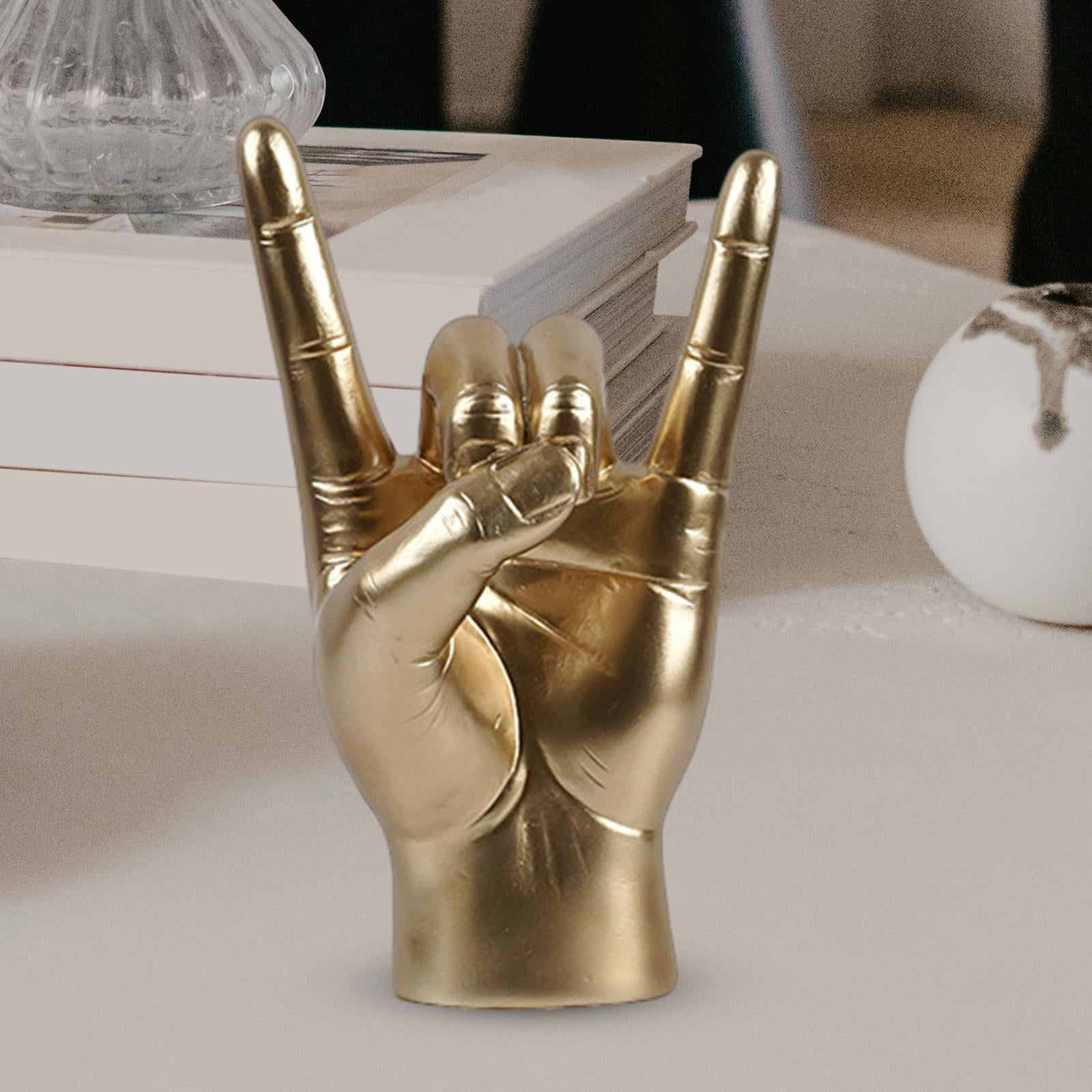 LOVIVER Rock Hand Gesture Statue Figurine Art Collectible Finger ...