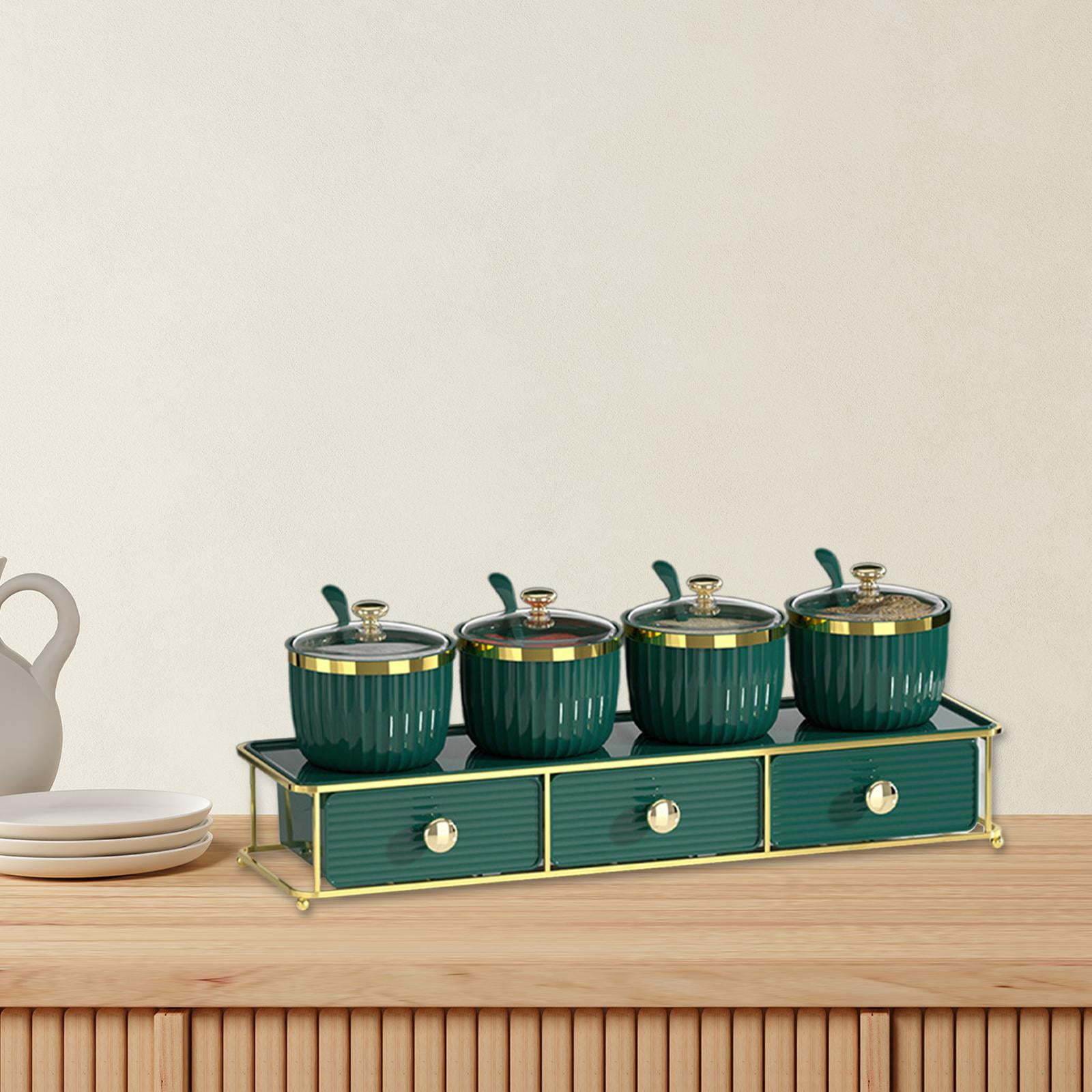 LOVIVER Seasoning Storage Box Kitchen Spice Bottle Set for Sugar Pepper ...