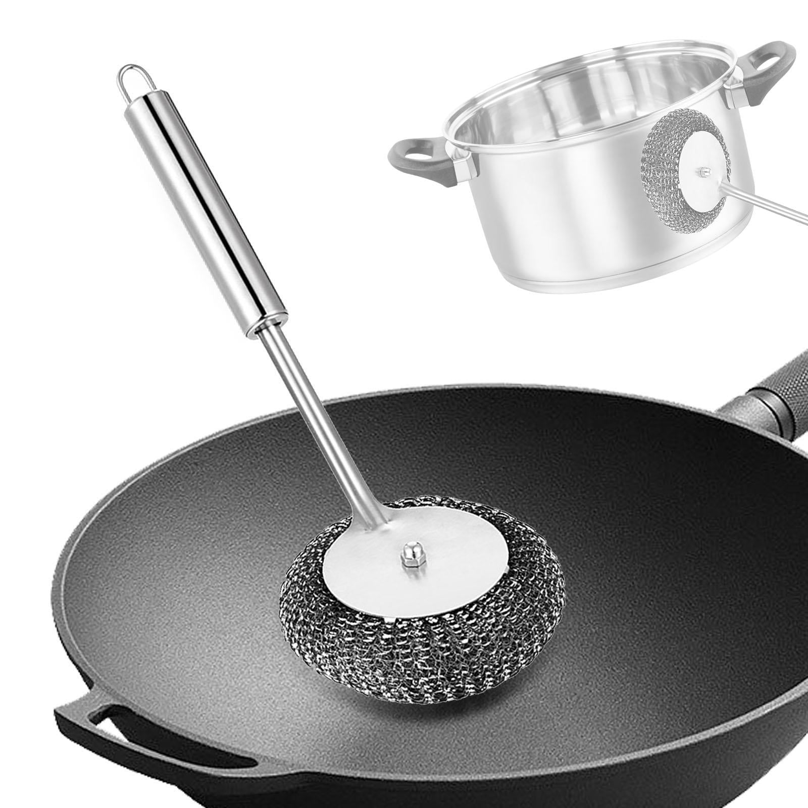 LOVIVER Stainless Steel Scourer with Handle for Kitchen Restaurant ...