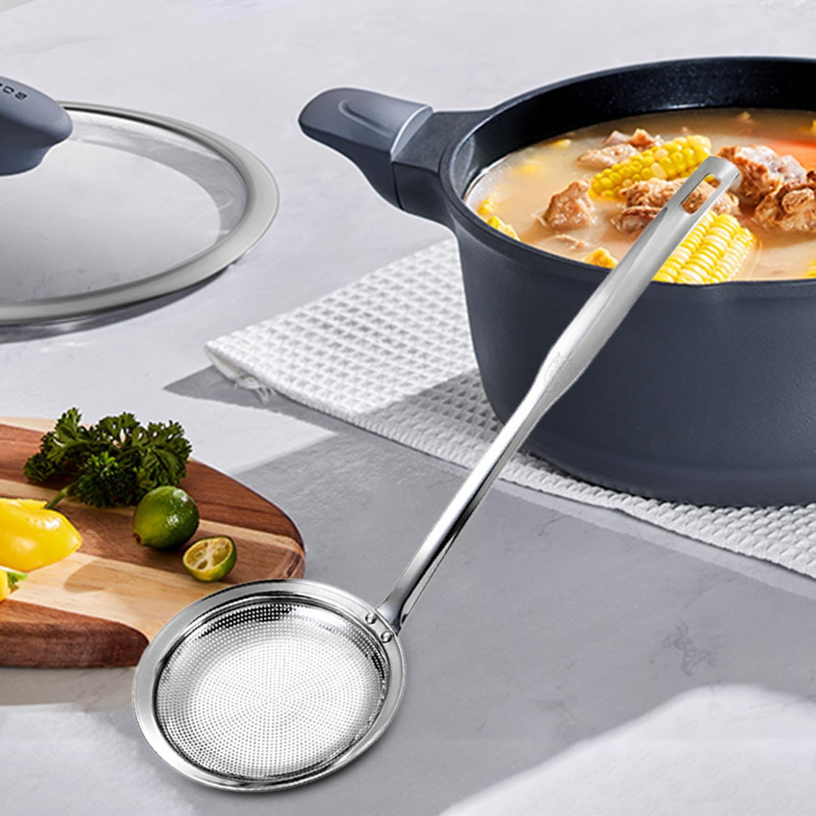 LOVIVER Stainless Steel Skimmer Spoon,Kitchen Fine Mesh,with Long ...