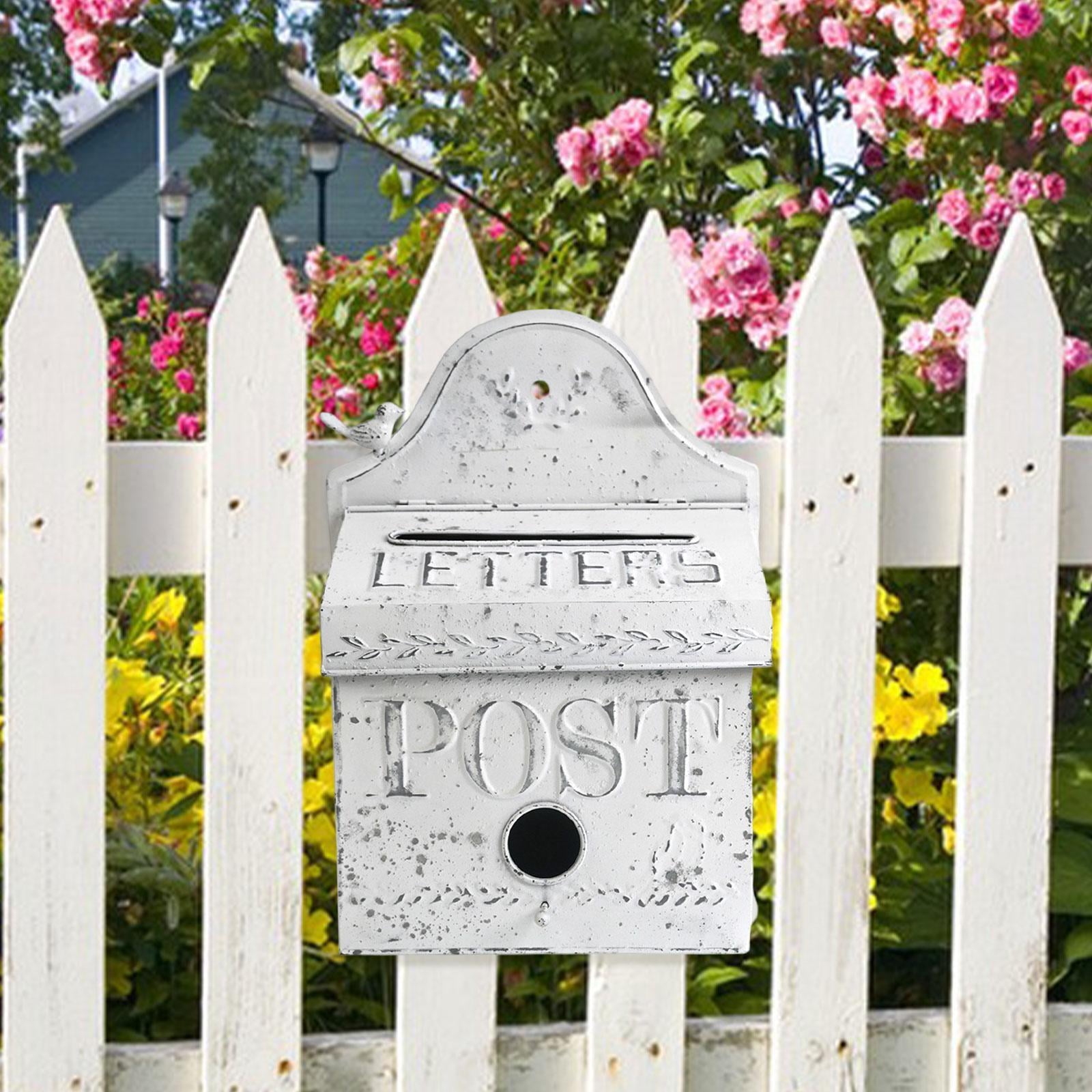 LOVIVER Wall Mounted Mailbox Drop Box Nostalgic Charm 11.42x6.1x16.14 ...