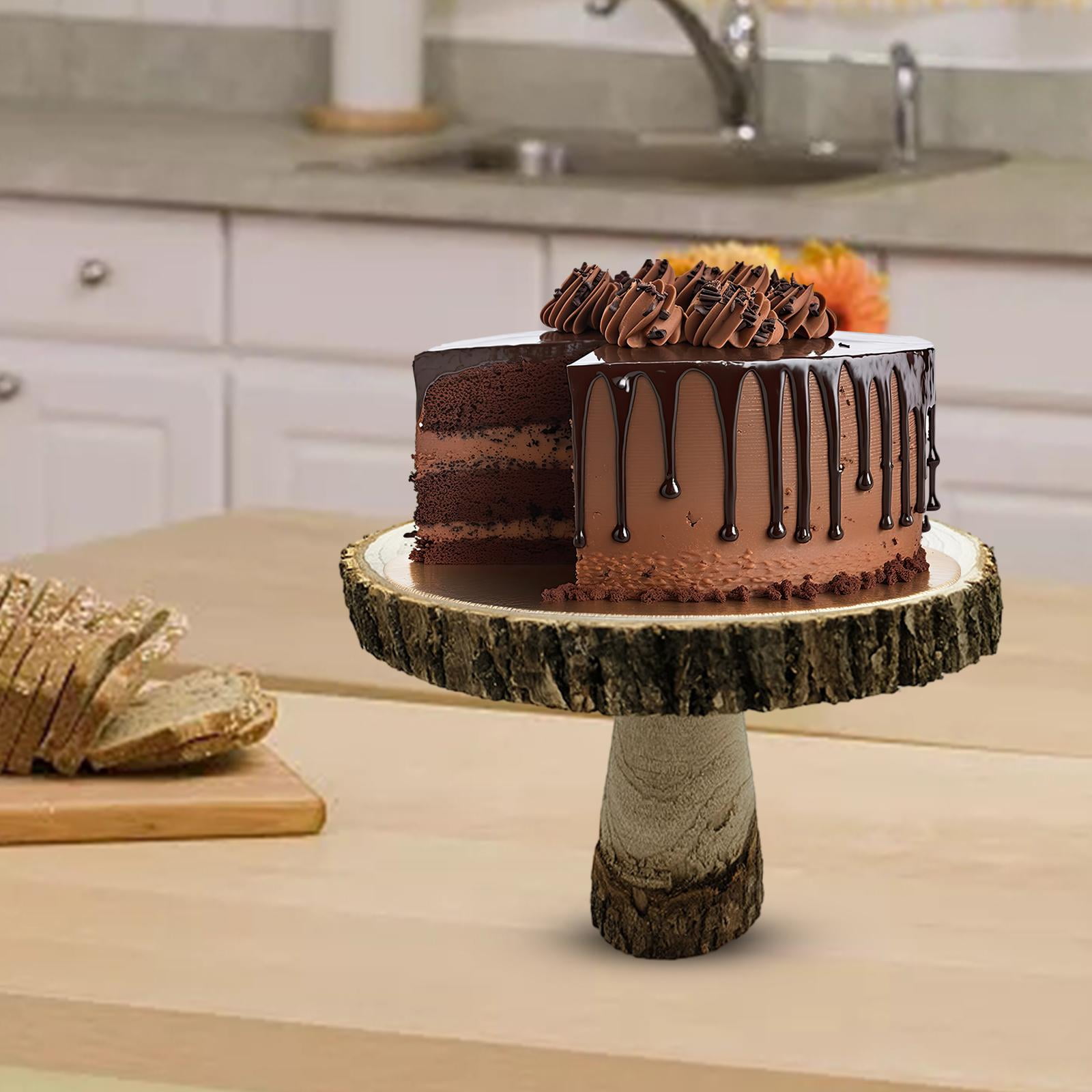 LOVIVER Wood Cake Stand Cupcake Pedestal Ornament Round Cake Holder ...