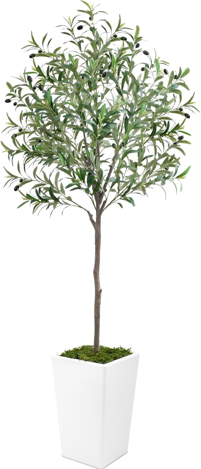 LOVMOR 6FT Artificial Olive Tree, Fake Olive Tree with Lifelike Olive ...