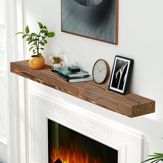 LOVMOR Floating Fireplace Mantel-48 inches Wood Mantels for Over ...