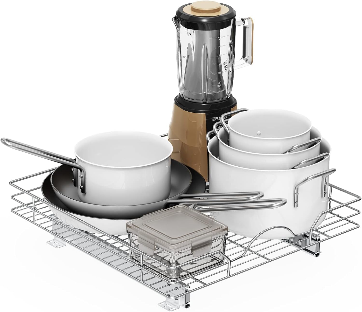 LOVMOR Individual Pull Out Cabinet Organizer, 2 Tier Slide Out Cabinet ...