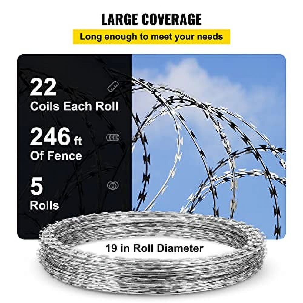 LOVSHARE Razor Wire 250FT Ribbon Galvanized Barbed 18 inches Diameter ...