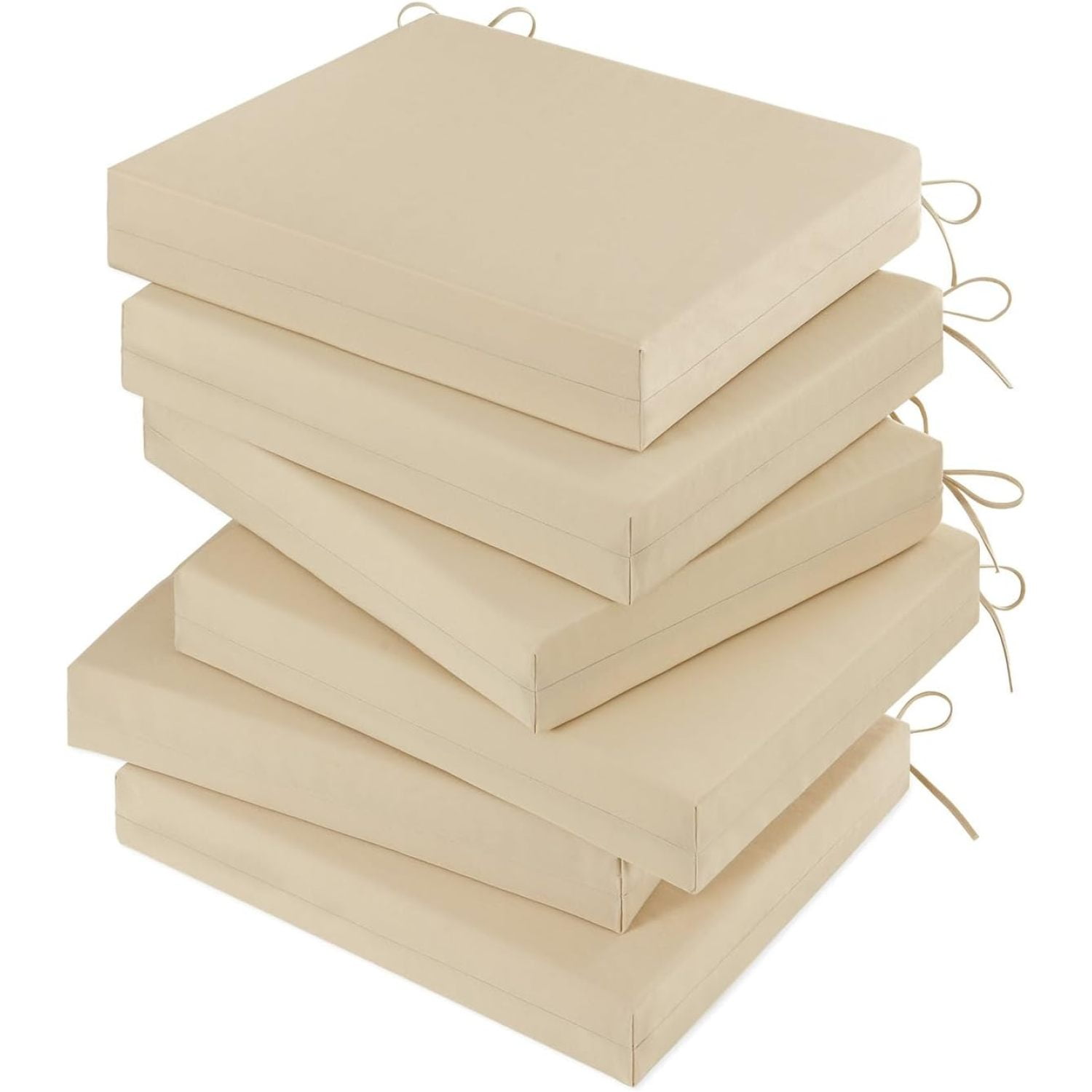 LOVTEX Memory Foam Patio Chair Cushions, 6 Pack, 18.5x16x3 inch, Beige ...