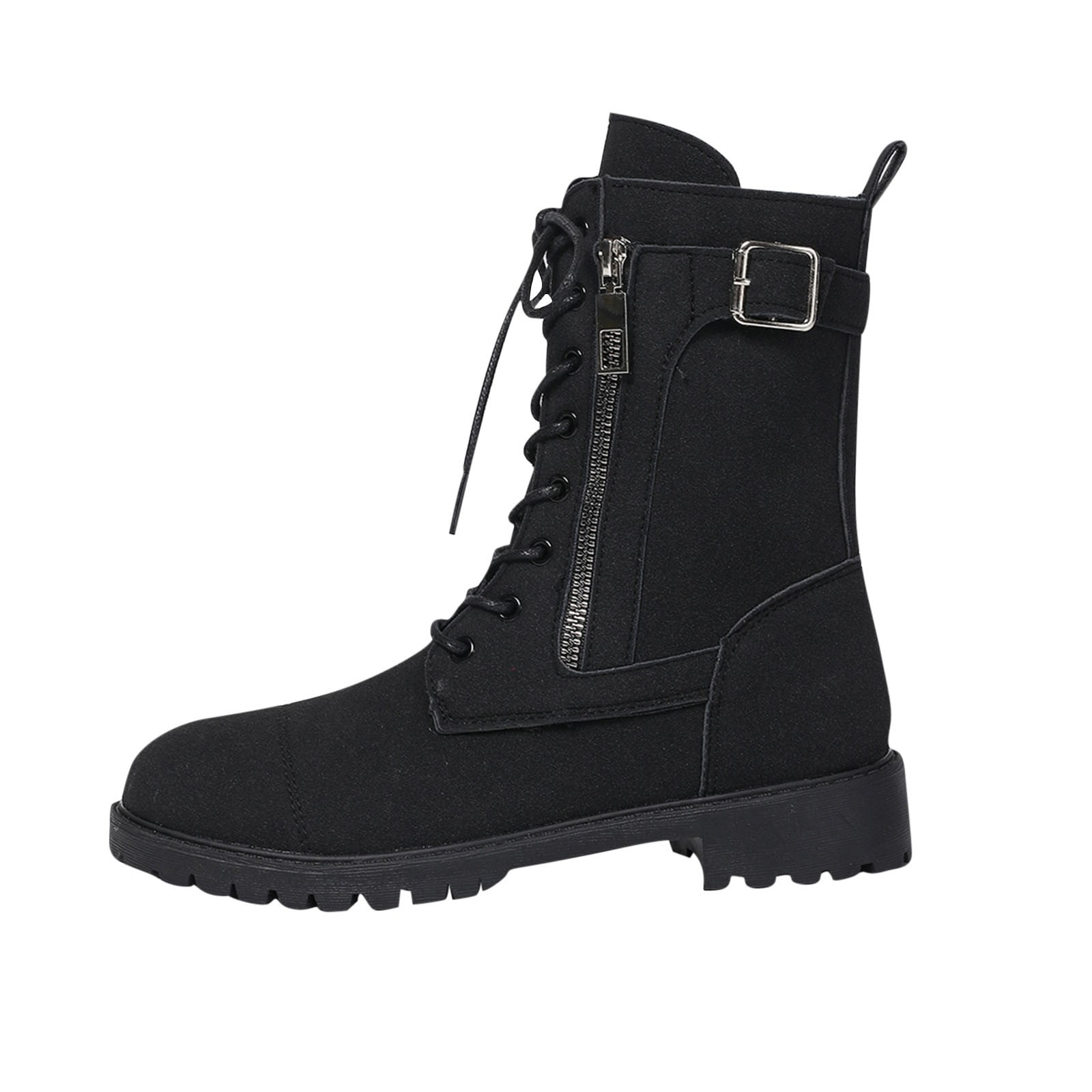 LOVZFMLL Boots for Women Ankle Combat Boots Lace Up Round Toe ...