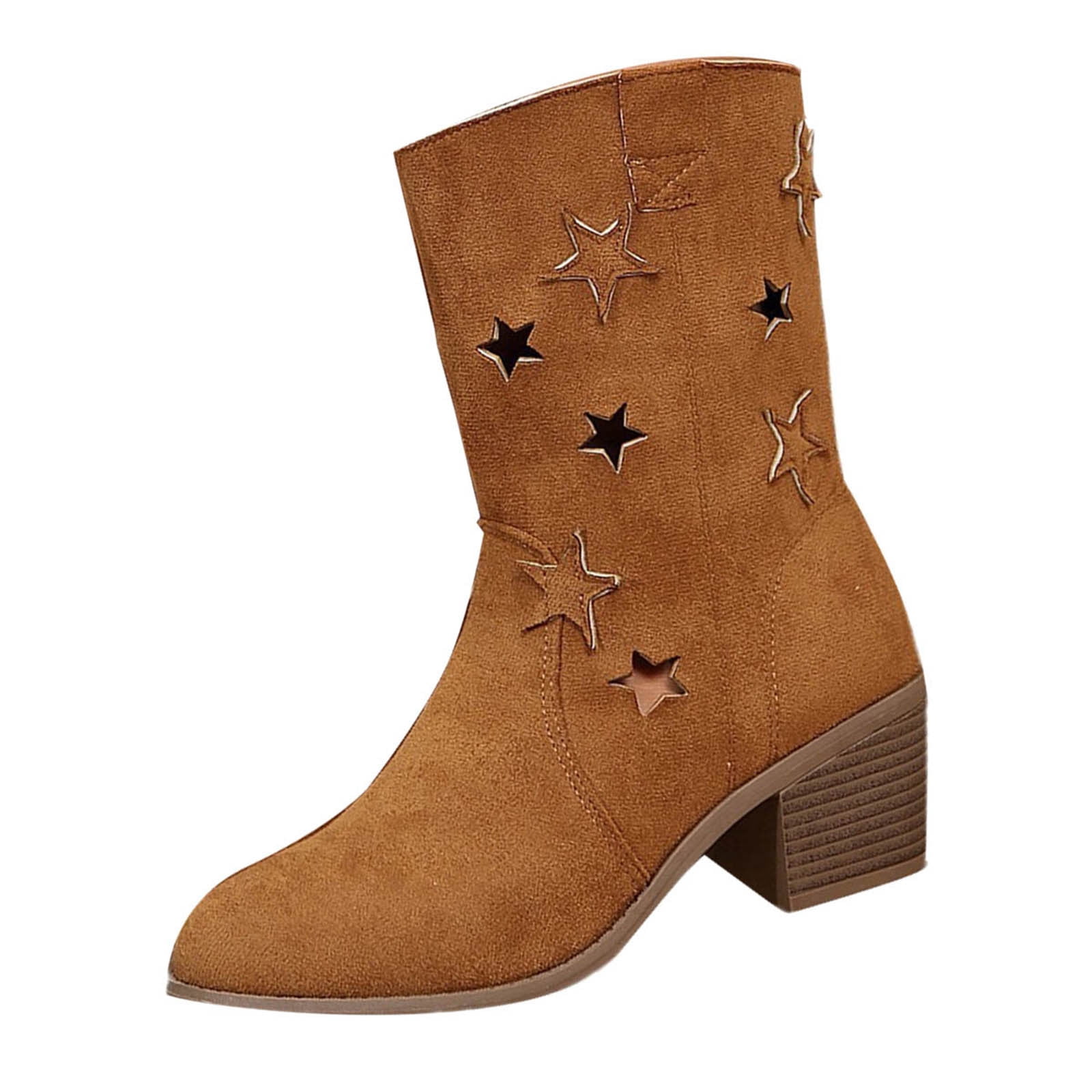 LOVZFMLL Boots for Women Mid Calf Stovepipe Boots Pointy Toe Slip ...