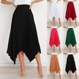 LOVZFMLL Maxi Skirts for Women 2025 Pleated Swing Flowy High Low Hem ...