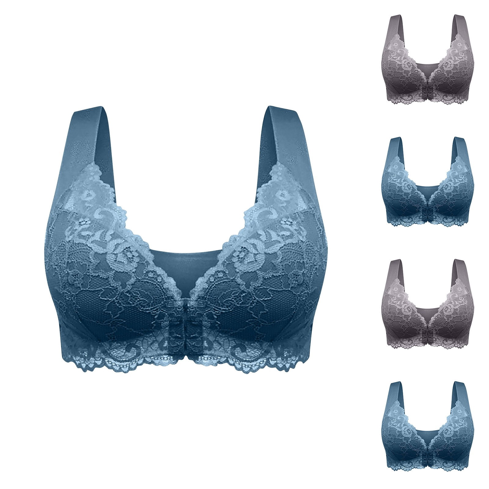 LOVZFMLL Plus Size Bras for Women Lace Floral Comfort Push Up Bra Front ...