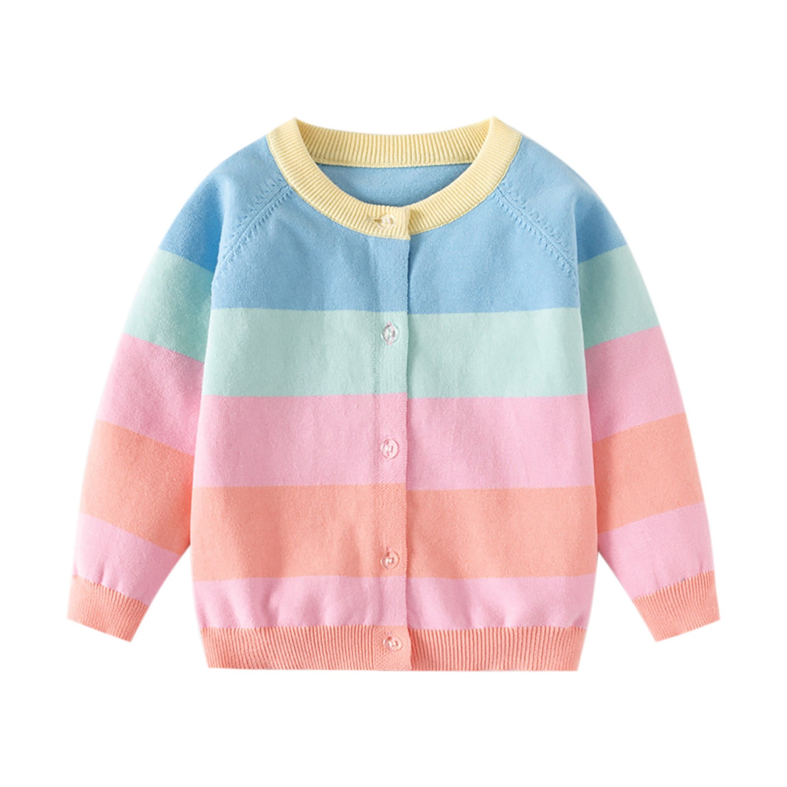 LOVZFMLL Sweaters for Girls, Crew Neck Ribbed Cardigan Striped, Casual ...