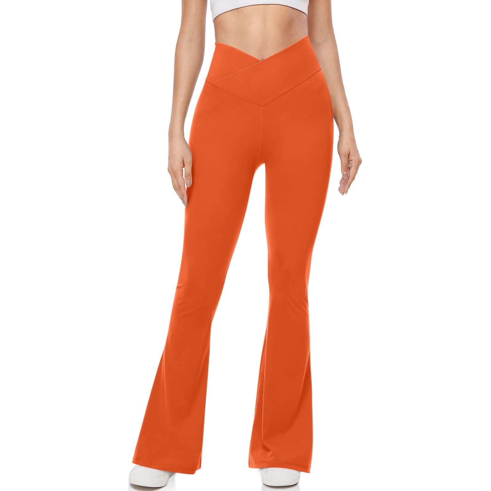 LOVZFMLL Women's Yoga Leggings, High Waist V Shape Cross Yoga Flare Leg ...