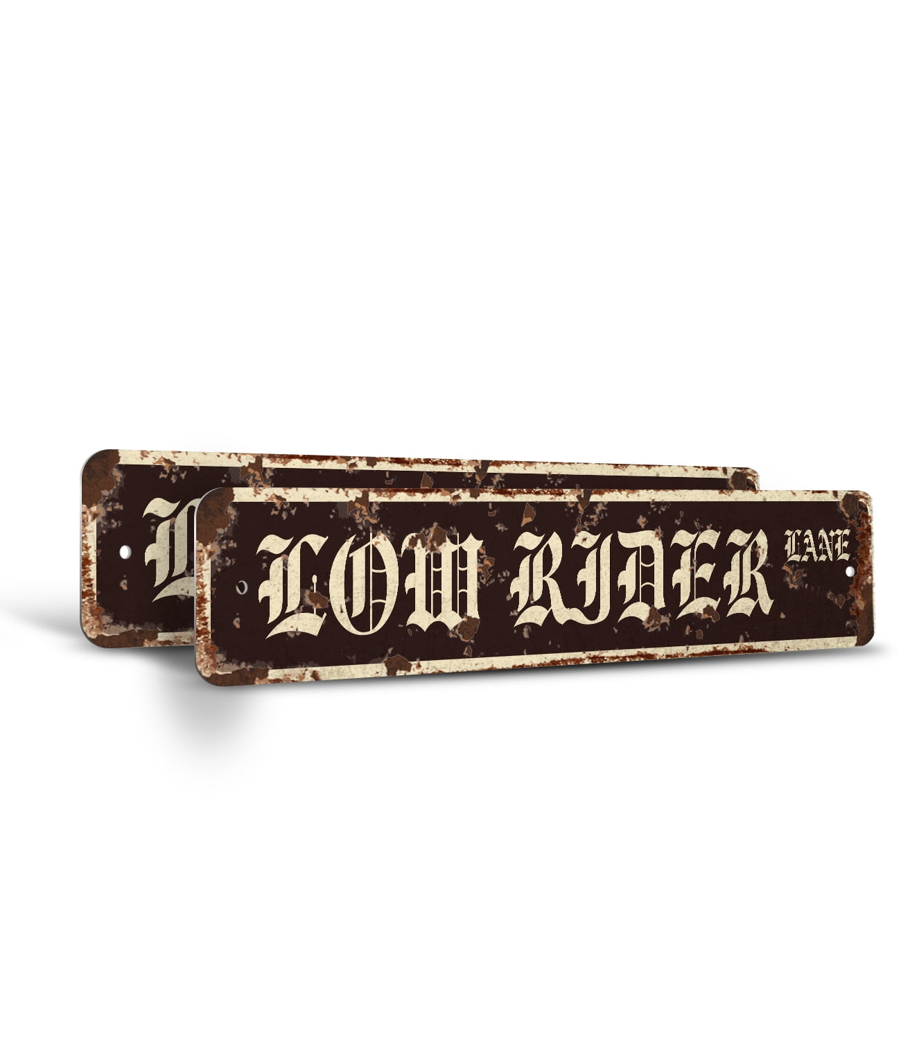 LOW RIDER Vintage Style Rustic Street Sign – (2 Pack) Lowrider Chrome ...