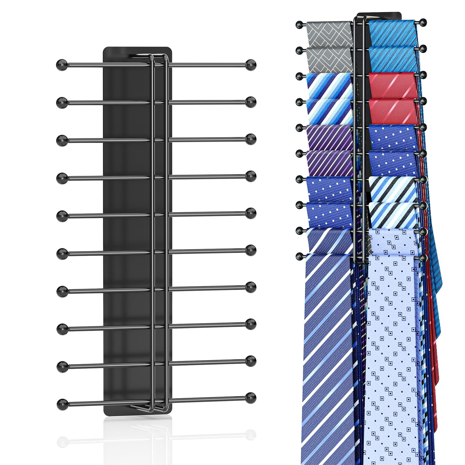 LOXSUN Tie Rack Wall Mounted Tie Organizer for Closet Belt & Tie Hanger ...