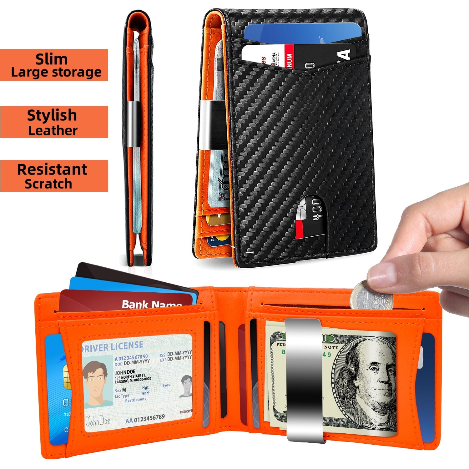 LOYALGET Genuine Leather Men's Wallet, Bifold, RFID Secure, Minimalist ...