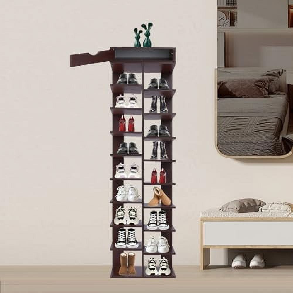 LOYALHEARTDY 10 Tier Vertical Shoe Rack,Wooden & Freestanding Narrow ...