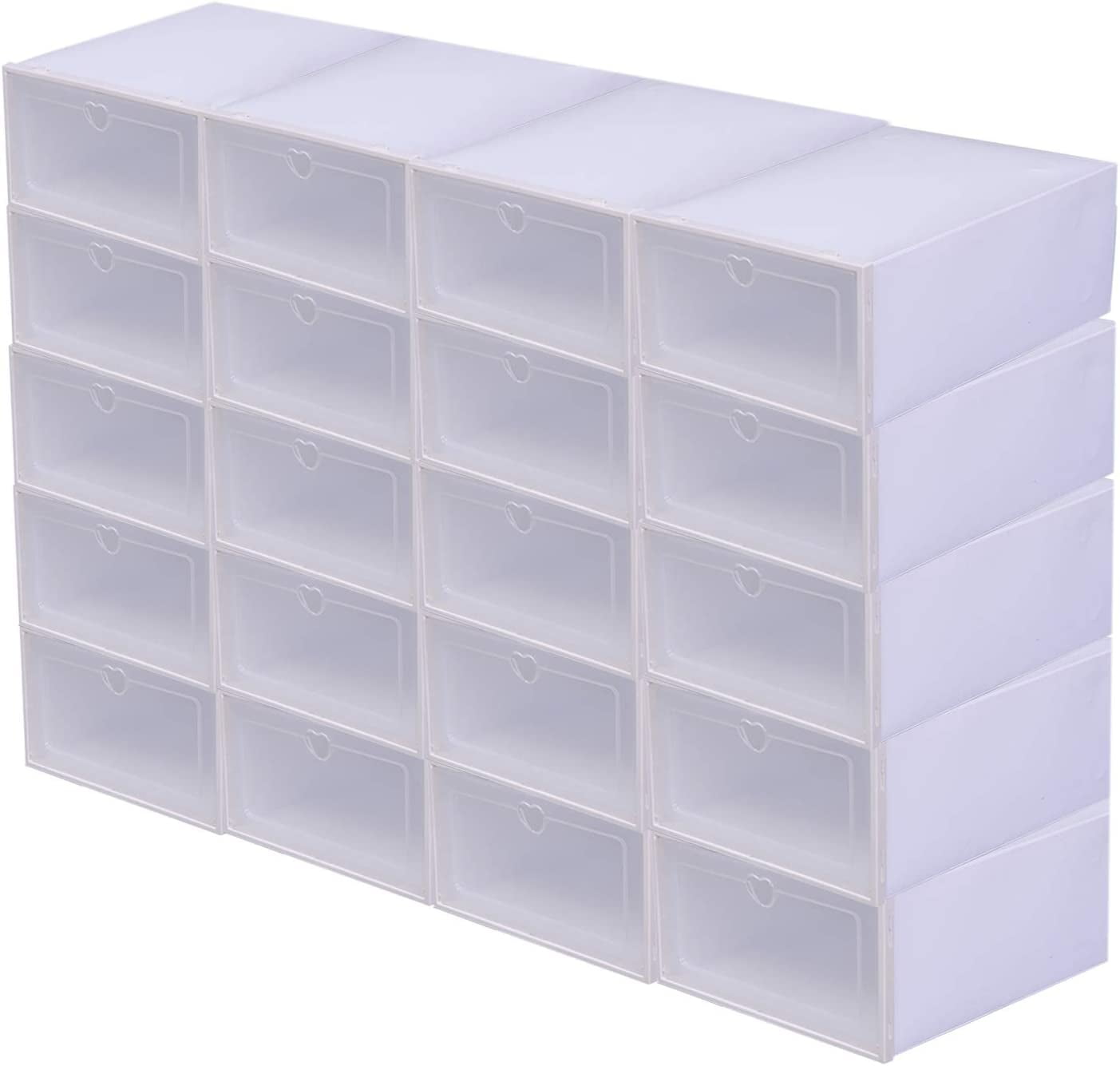 LOYALHEARTDY 20 PCS Shoe Storage Boxes Clamshell Clear Shoe Boxes ...