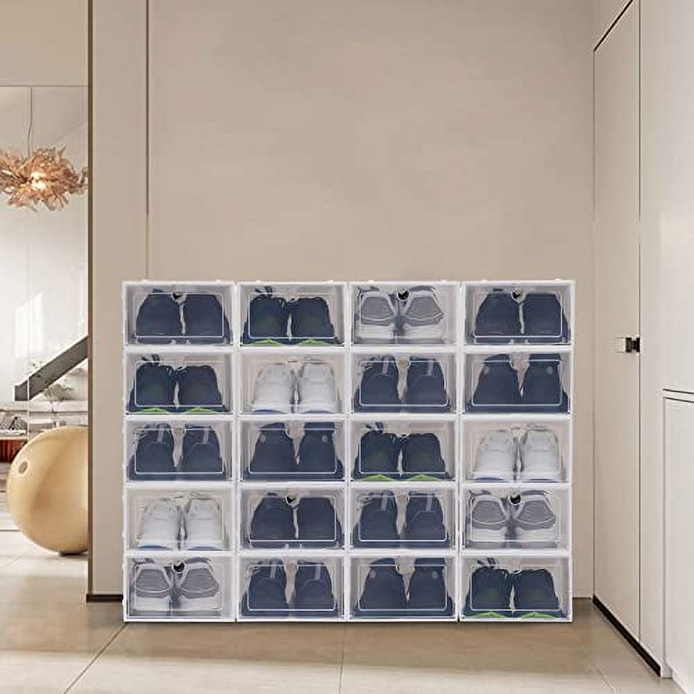 LOYALHEARTDY 20 PCS Shoe Storage Boxes Clamshell Clear Shoe Boxes ...