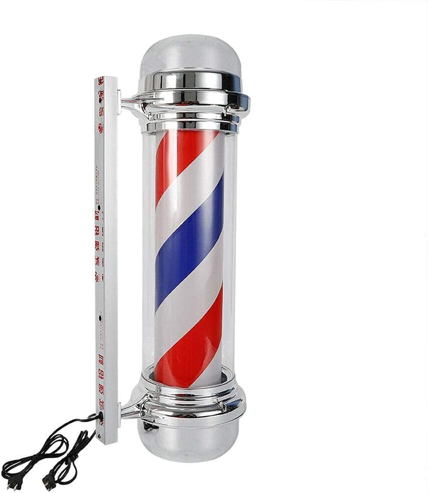 LOYALHEARTDY 28" Outdoor Barber Pole Rotating Light Red Blue White ...