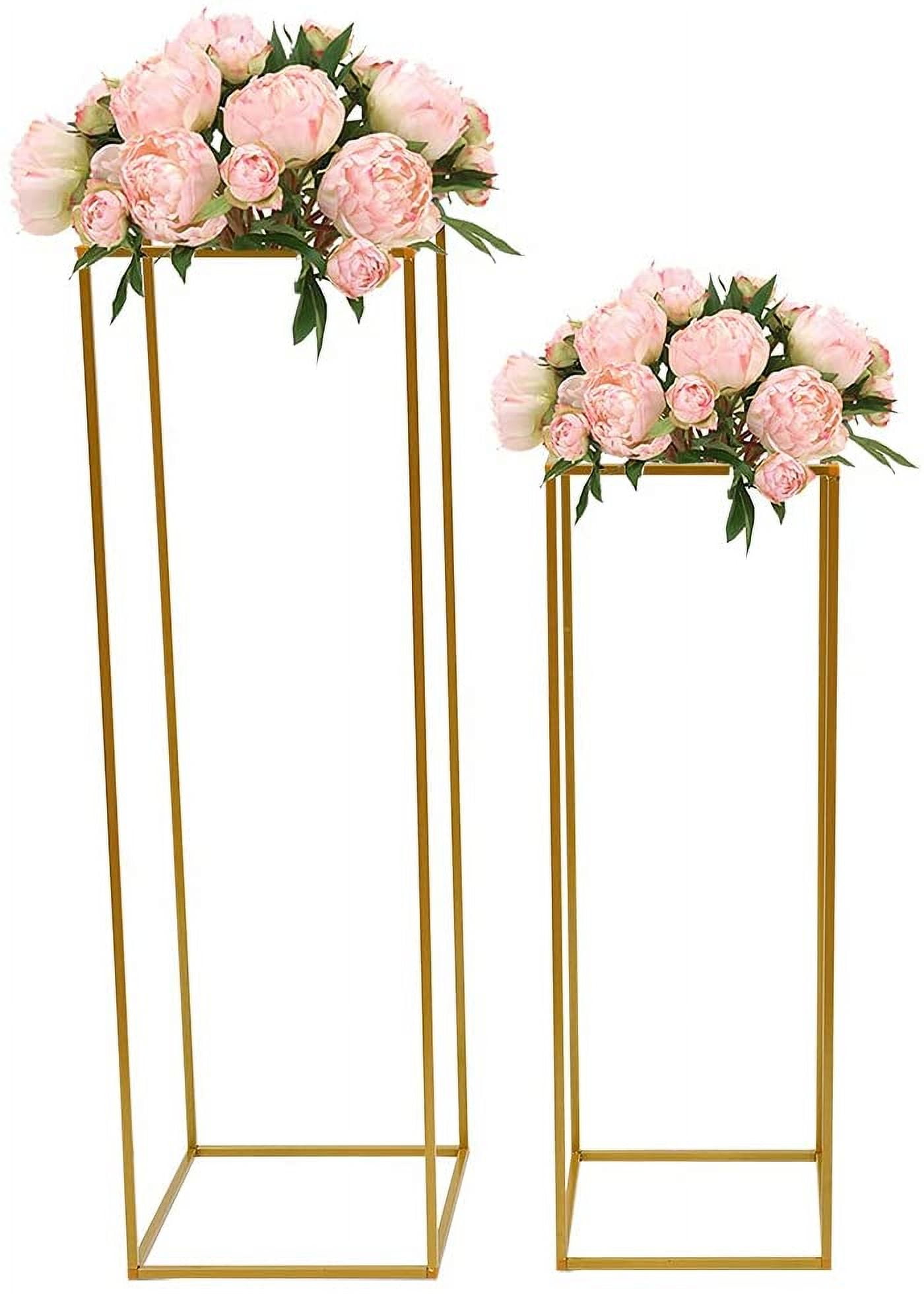 LOYALHEARTDY 2pcs 31.5/39.4 inch Tall Wedding Flower Stand Metal Vase ...