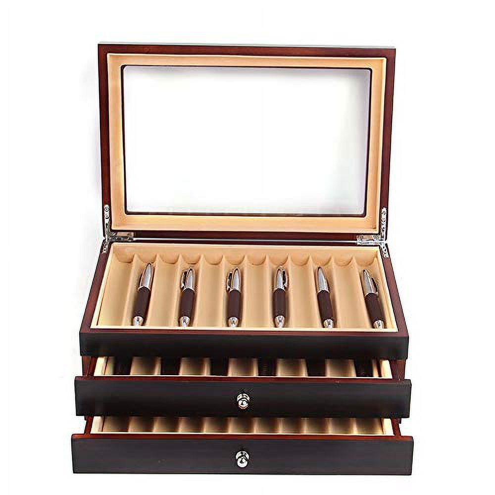 LOYALHEARTDY 34 Slots Wooden Pen Display Box, 34 Pens Storage Fountain ...