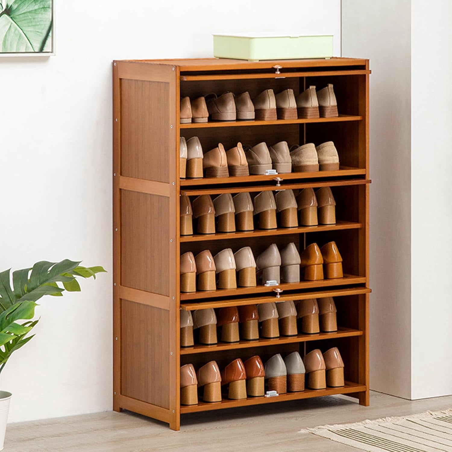 LOYALHEARTDY 6 Tier Tall Bamboo Shoe Storage Cabinet, Free Standing ...
