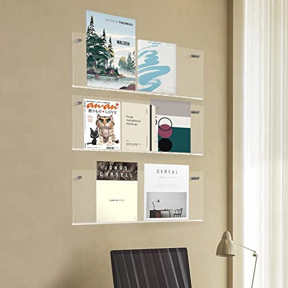 LOYALHEARTDY Acrylic Brochure Holder, Wall Mount 3 Tier Bookshelves ...