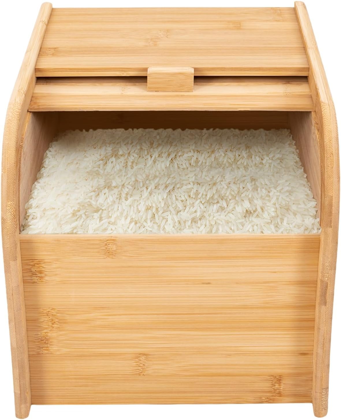 LOYALHEARTDY Bamboo Rice Storage Container, 22 Lbs Wooden Cereal ...