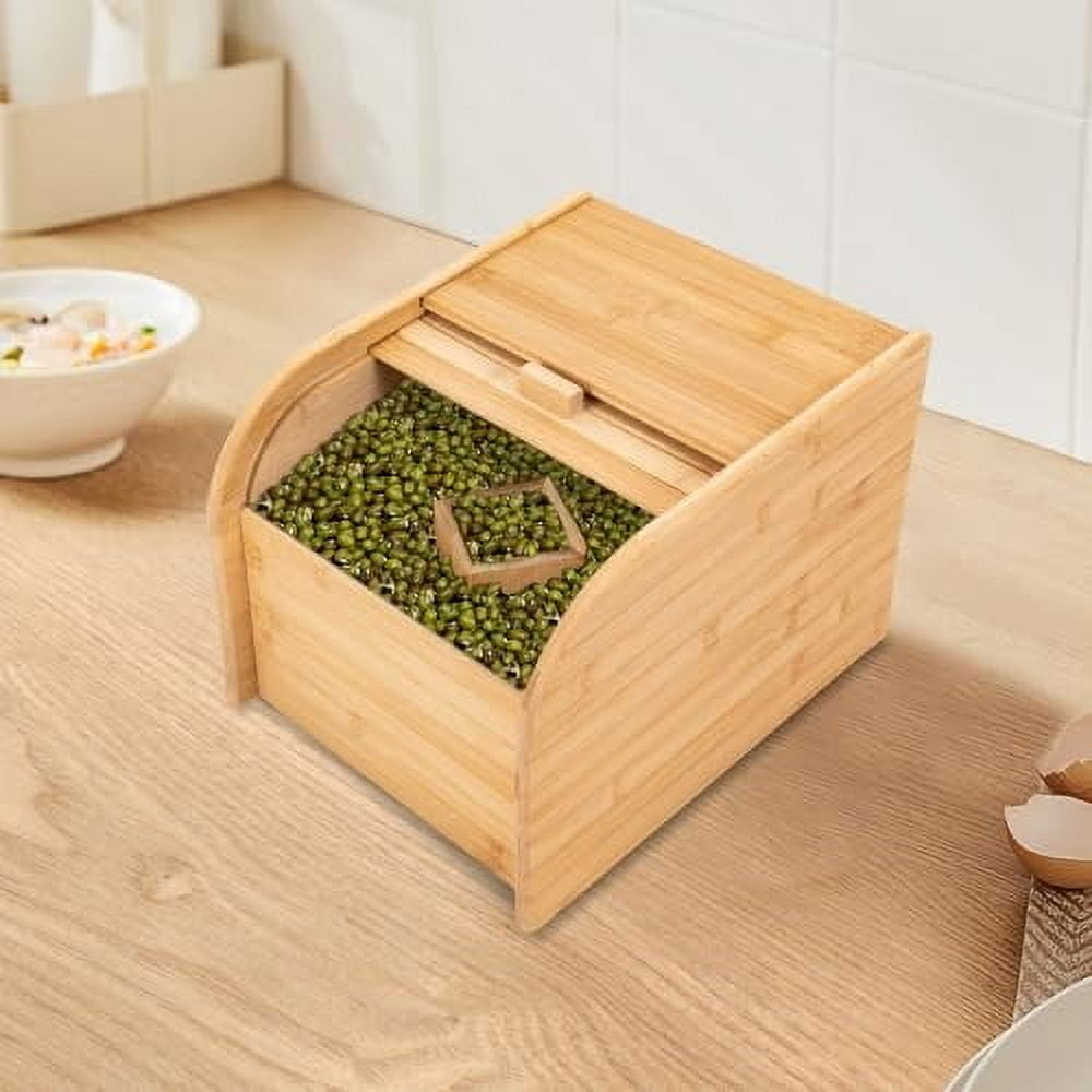 LOYALHEARTDY Bamboo Rice Storage Container, 22 Lbs Wooden Cereal ...