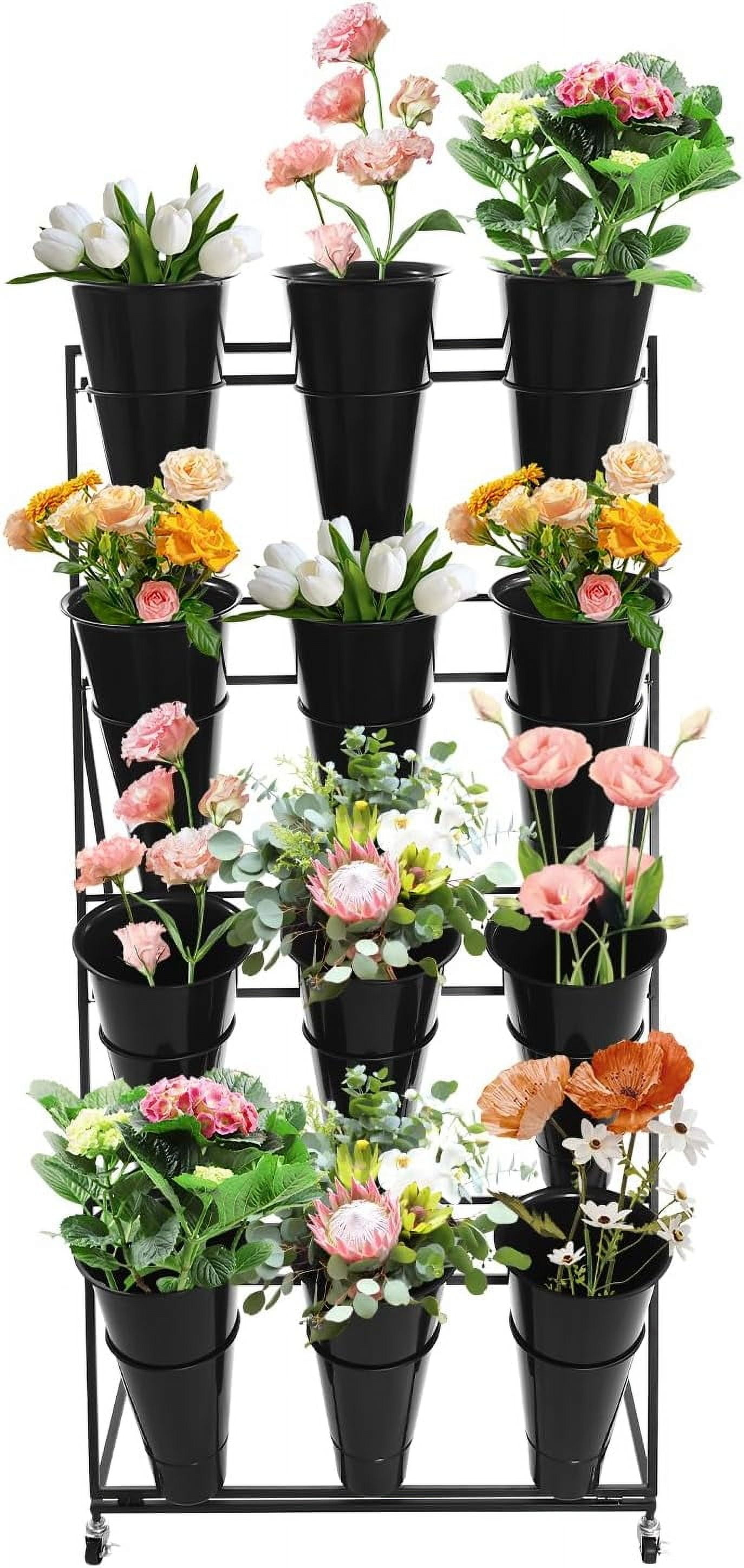 LOYALHEARTDY Flower Display Stand with 12 Buckets, 4 Layers Floral ...