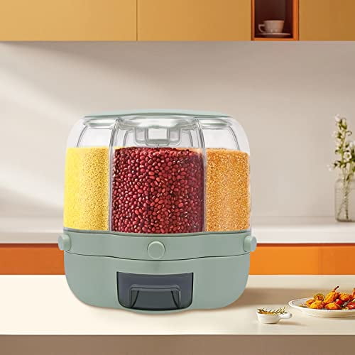 LOYALHEARTDY Grain and Rice Storage Container, 6 Grid Grain Dispenser ...